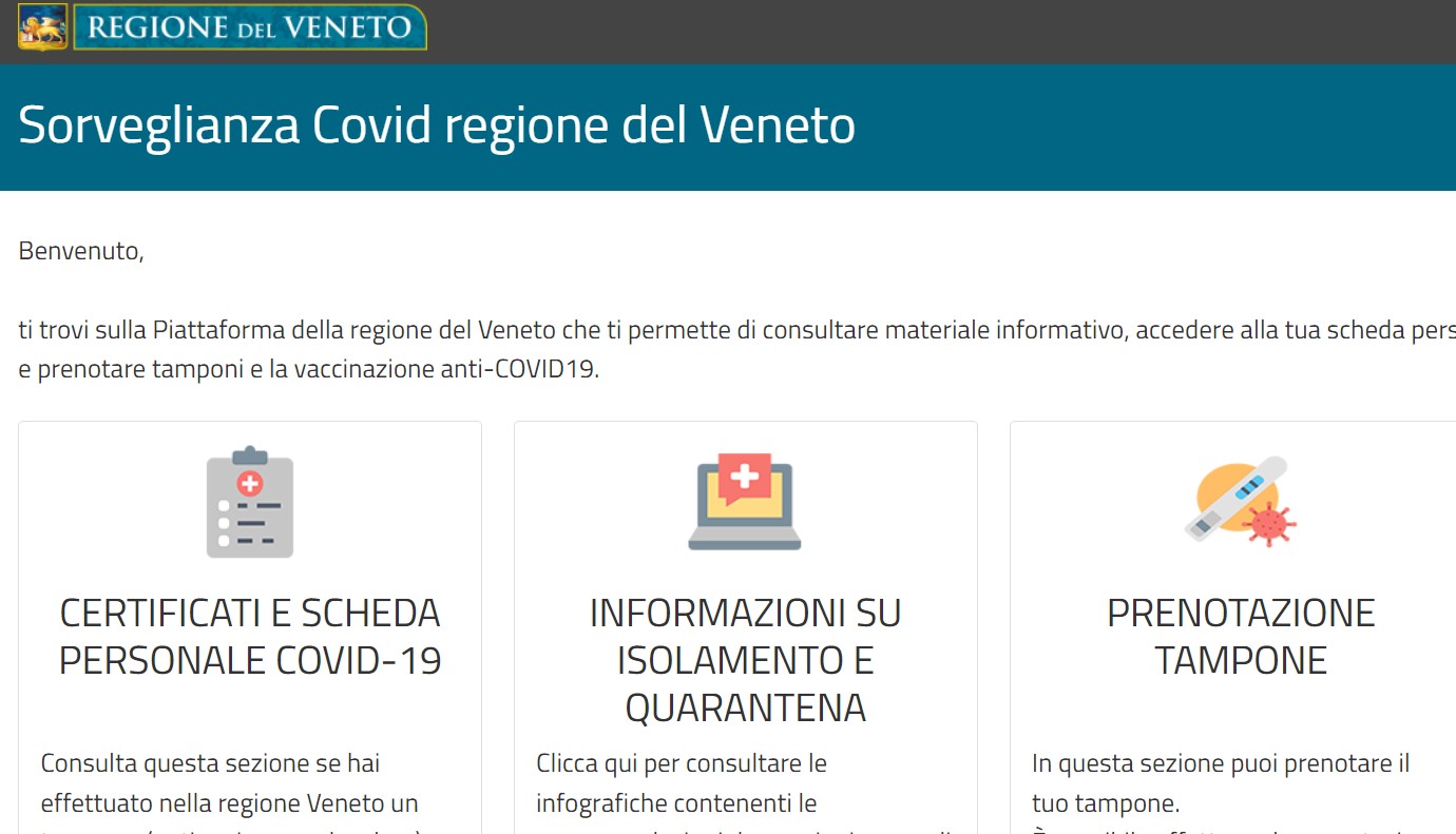 Via alla piattaforma web per i tamponi e i certificati di fine isolamento
