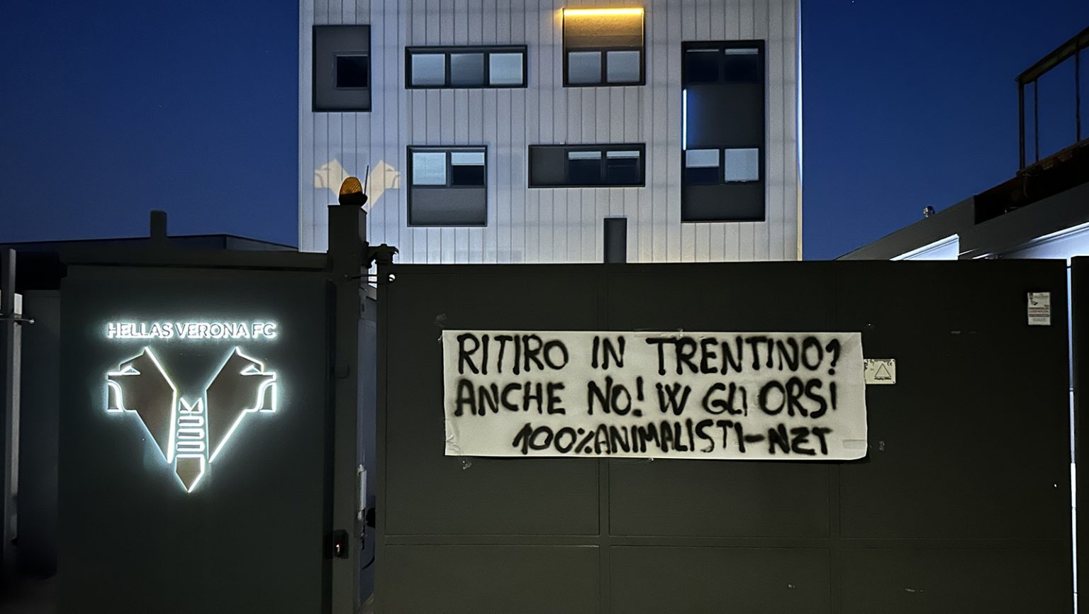 Animalisti alla sede dell'Hellas Verona: "Non fate il ritiro in Trentino"